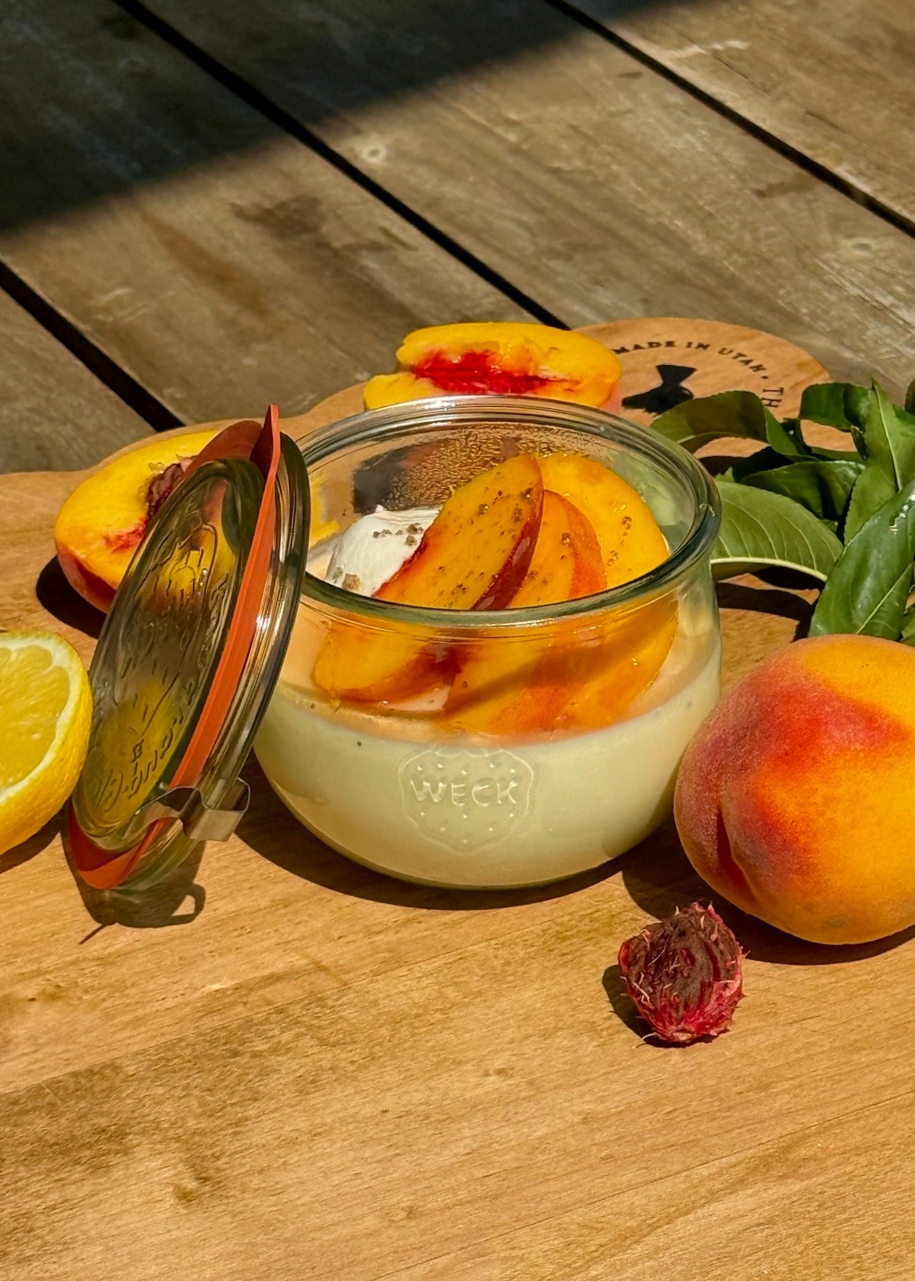Lemon Poppyseed Posset with Macerated Peaches – Ballerina Farm